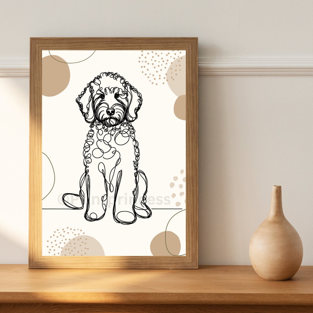 Labradoodle Dog Line Art Print Printable | Instant Download | Fine ...