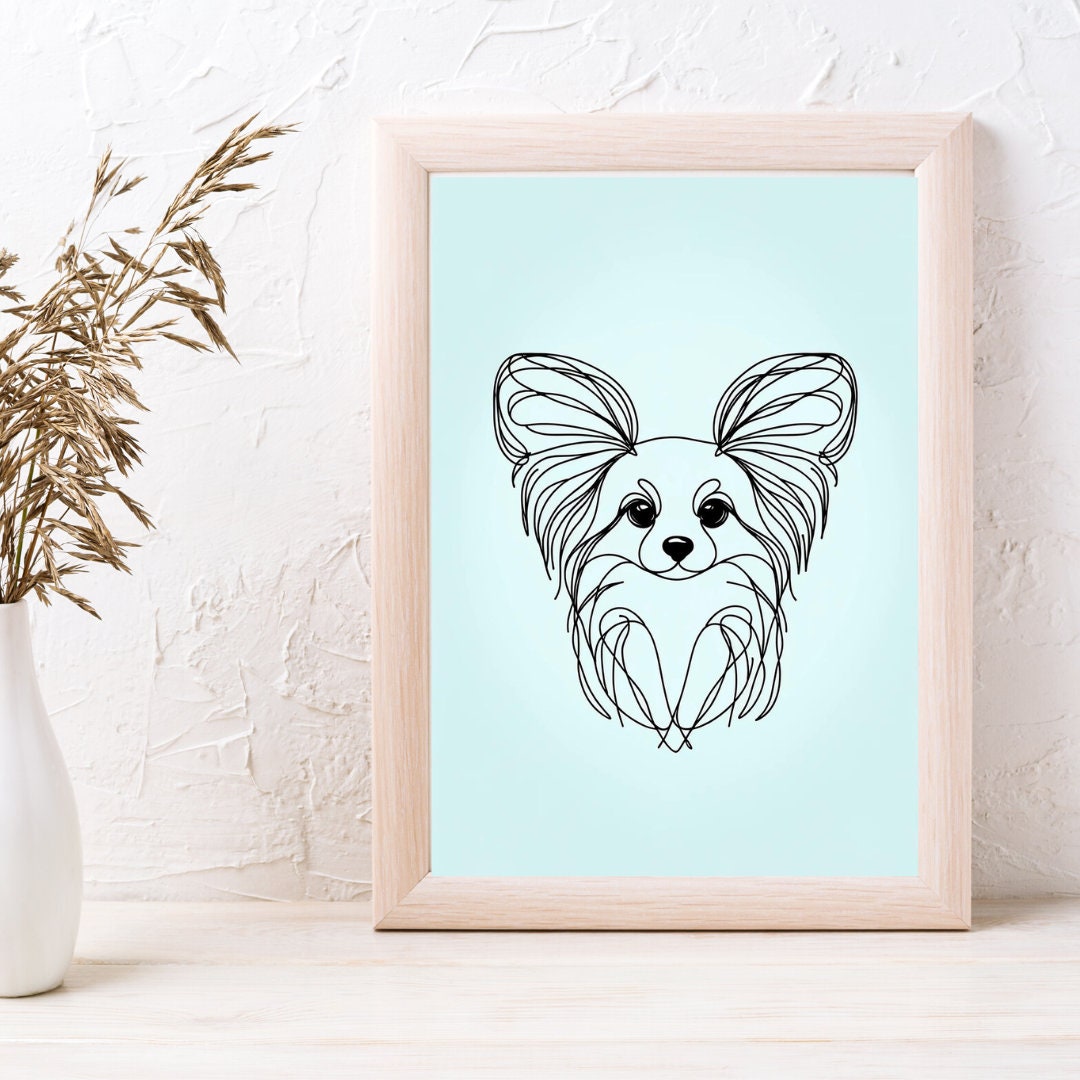 Butterfly Dog Line Art Print Printableinstant Download Elegant Fine ...