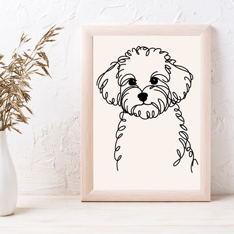 Malti Poo Dog Line Art Print Printable|instant Download | Elegant ...