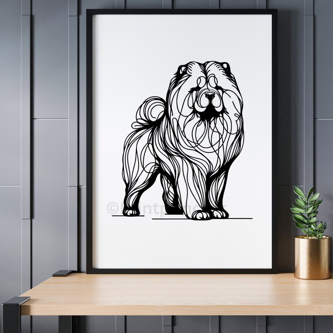 Chow Chow Dog Line Art Print Printable | Instant Download | Elegant ...