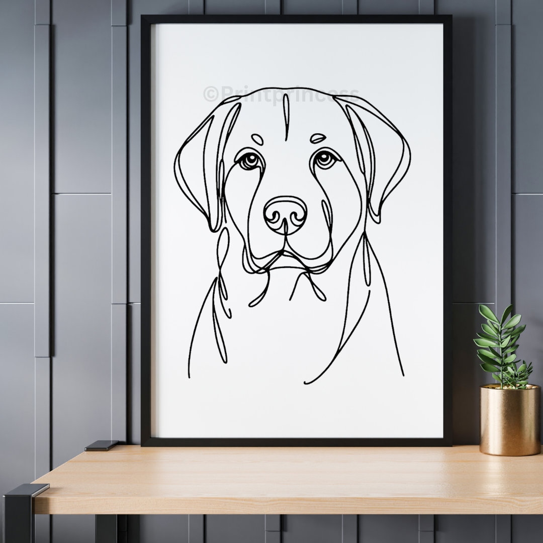 Labrador Dog Line Art Print Printable Instant Download Elegant Fine ...
