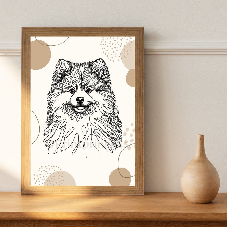 Pomsky Dog Line Art Print Printable | Instant Download | Elegant | Fine ...