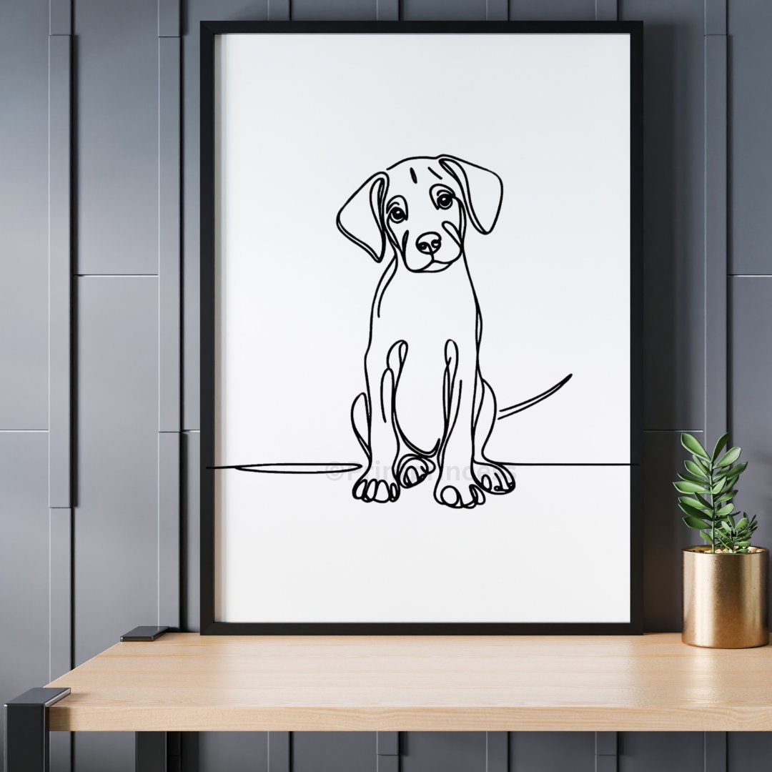 Rhodesian Ridgeback Dog Line Art Print Printable Instant Download Fine ...