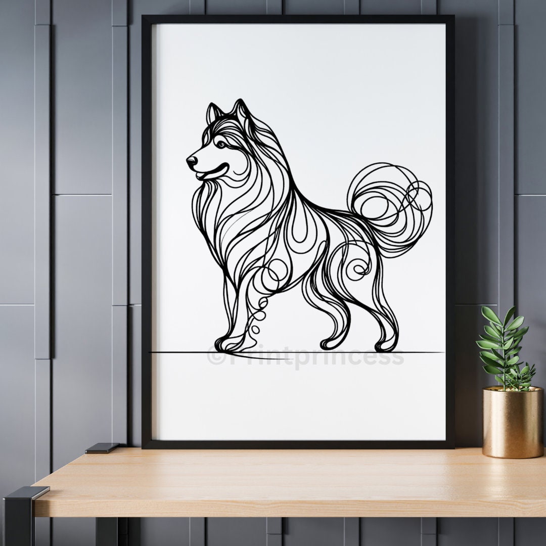 Siberian Husky Dog Line Art Print Printable Instant Download Fine Lines ...