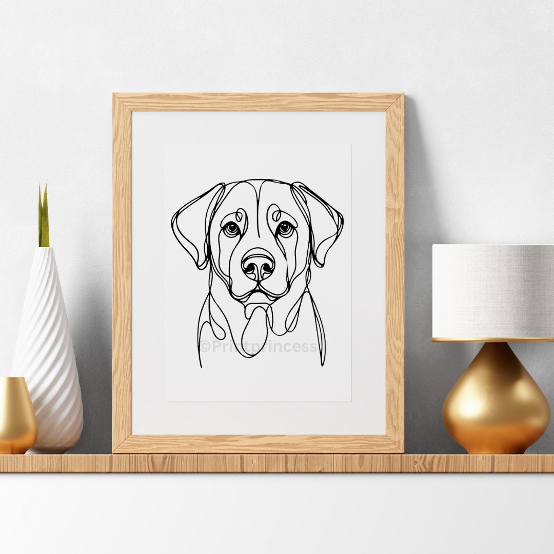Labrador Dog Line Art Print Printable | Instant Download | Elegant ...