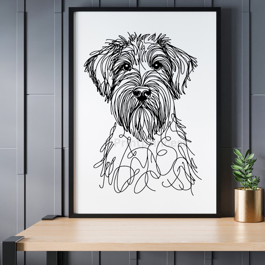 Wirehaired Pointing Griffon Dog Line Art Print Printable Instant ...