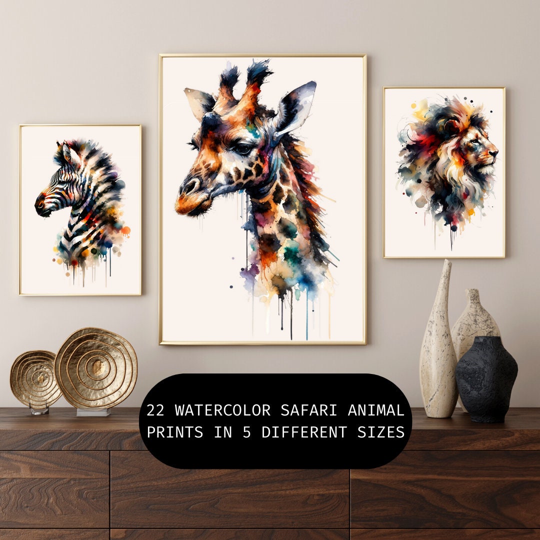 22 Jungle Animal Prints Set Instant Download Wild Animal Posters ...