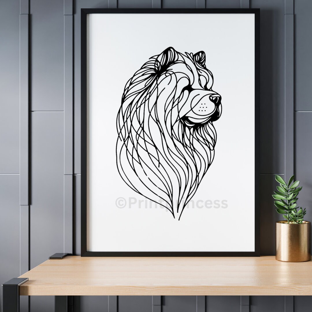 Chow Chow Dog Line Art Print Printable | Instant Download | Elegant ...