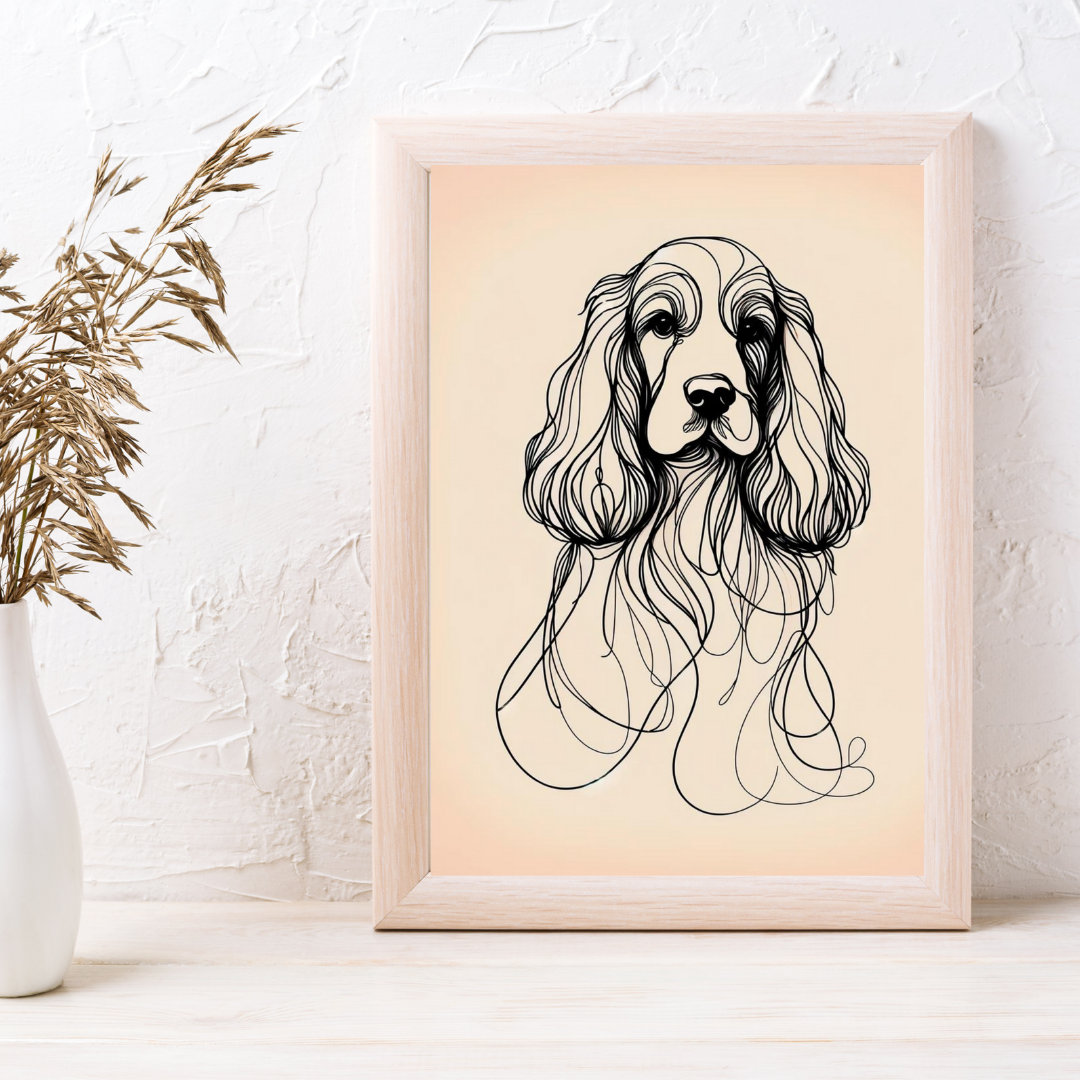Cocker Spaniel Dog Line Art Print Printableinstant Download Elegant ...