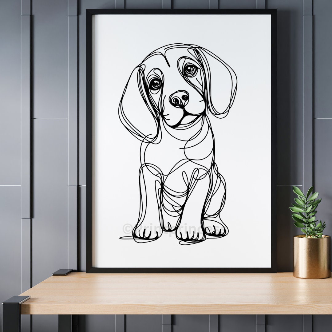 Beagle Dog Line Art Print Printable | Instant Download | Fine Lines ...