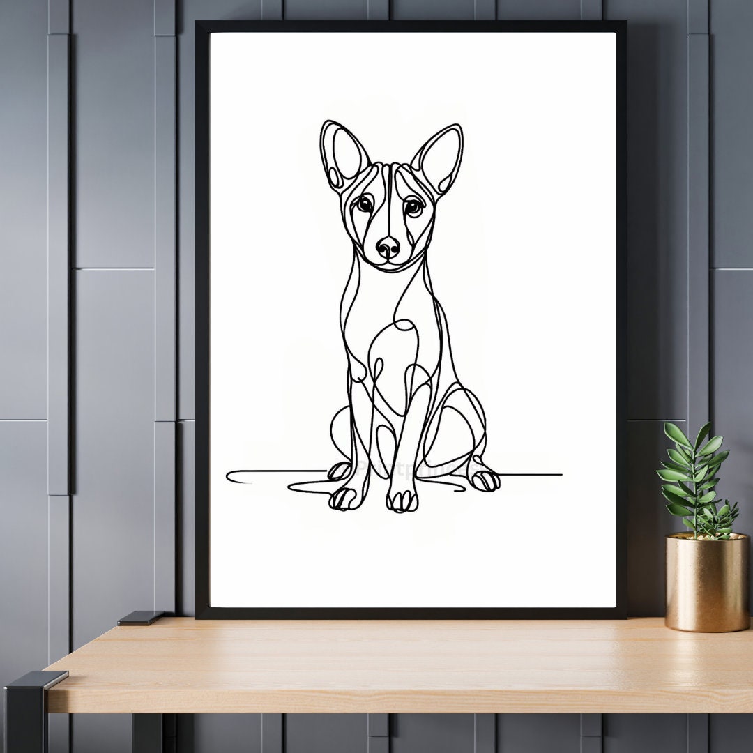 Basenji Dog Line Art Print Printable Instant Download Elegant Fine ...