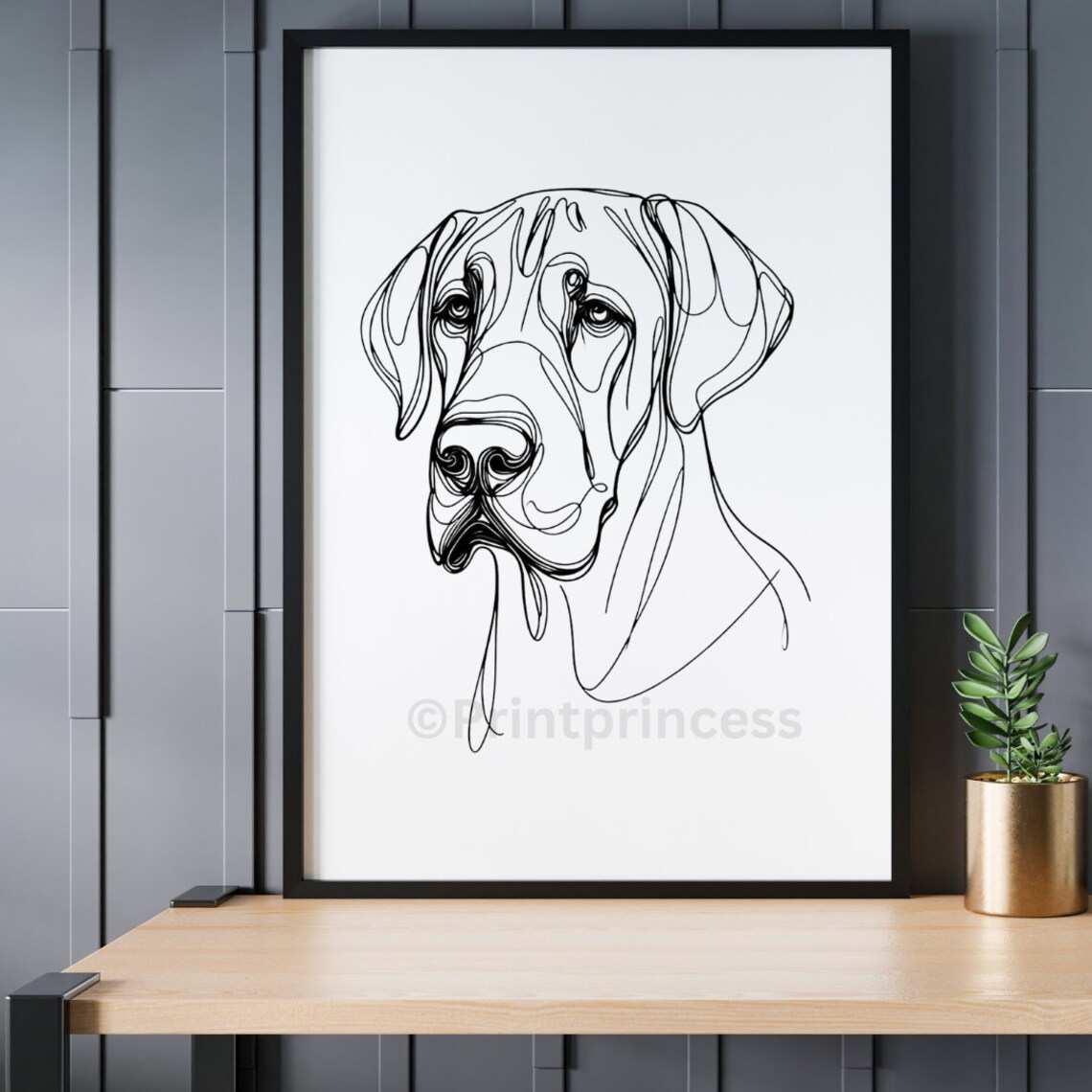Great Dane Dog Line Art Print Printable | Instant Download | Elegant ...