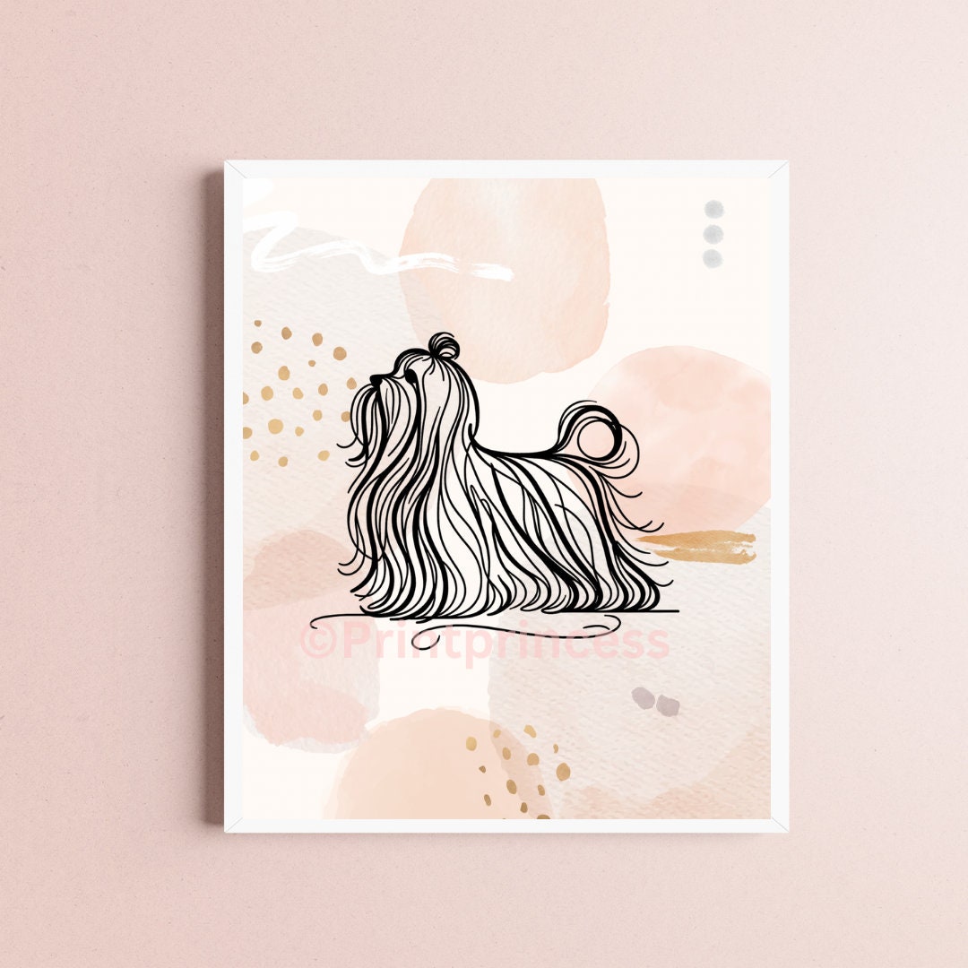 Maltese Dog Line Art Print Printable Instant Download Elegant Fine ...