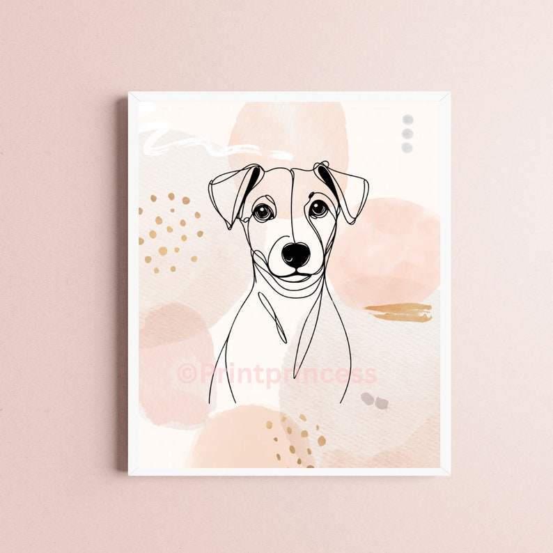 Jack Russel Dog Line Art Print Printable Instant Download Elegant Fine ...