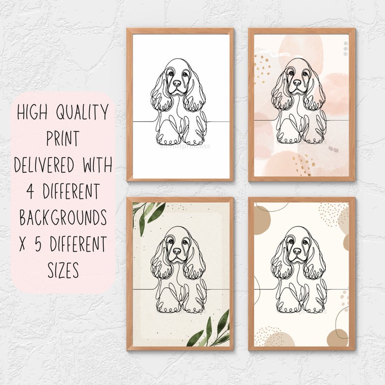 Cocker Spaniel Dog Line Art Print Printable | Instant Download | Fine ...