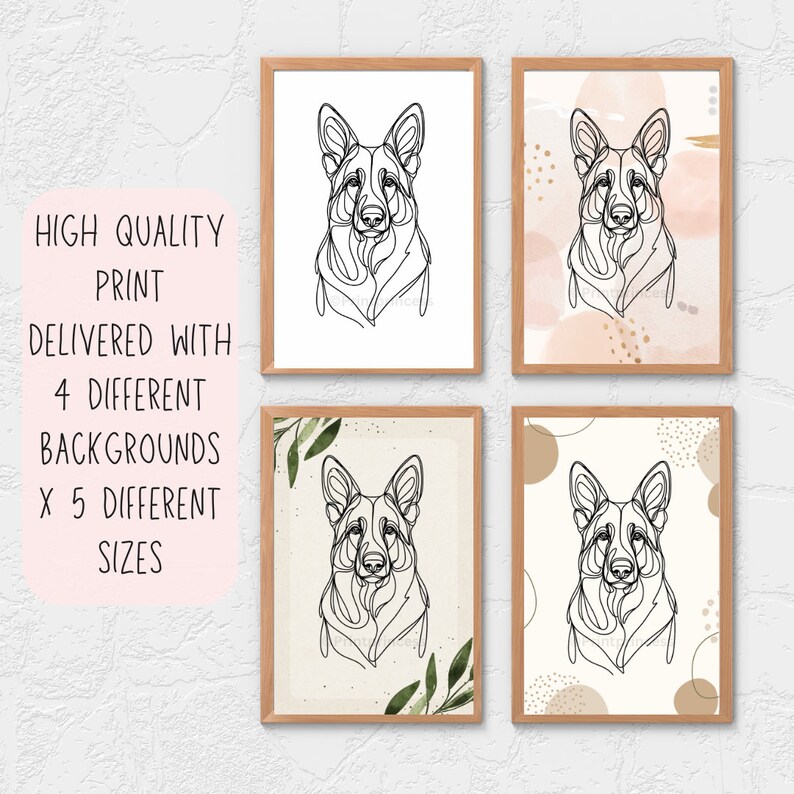 German Shepherd Dog Line Art Print Printable | Instant Download | Fine ...