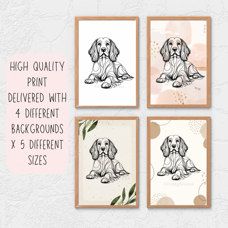 English Springer Spaniel Dog Line Art Print Printable Instant Download ...