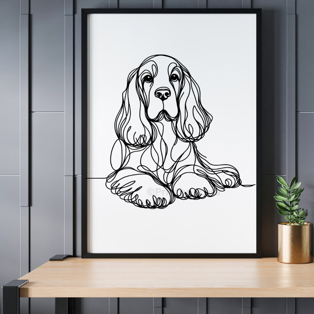 Cocker Spaniel Dog Line Art Print Printable Instant Download Fine Lines ...