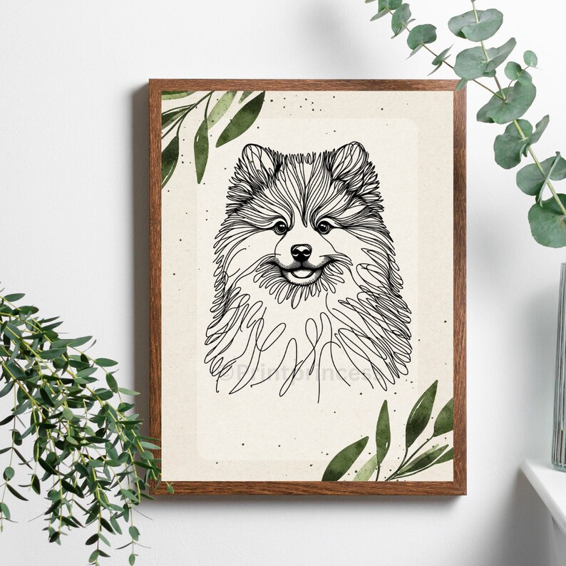 Pomsky Dog Line Art Print Printable | Instant Download | Elegant | Fine ...