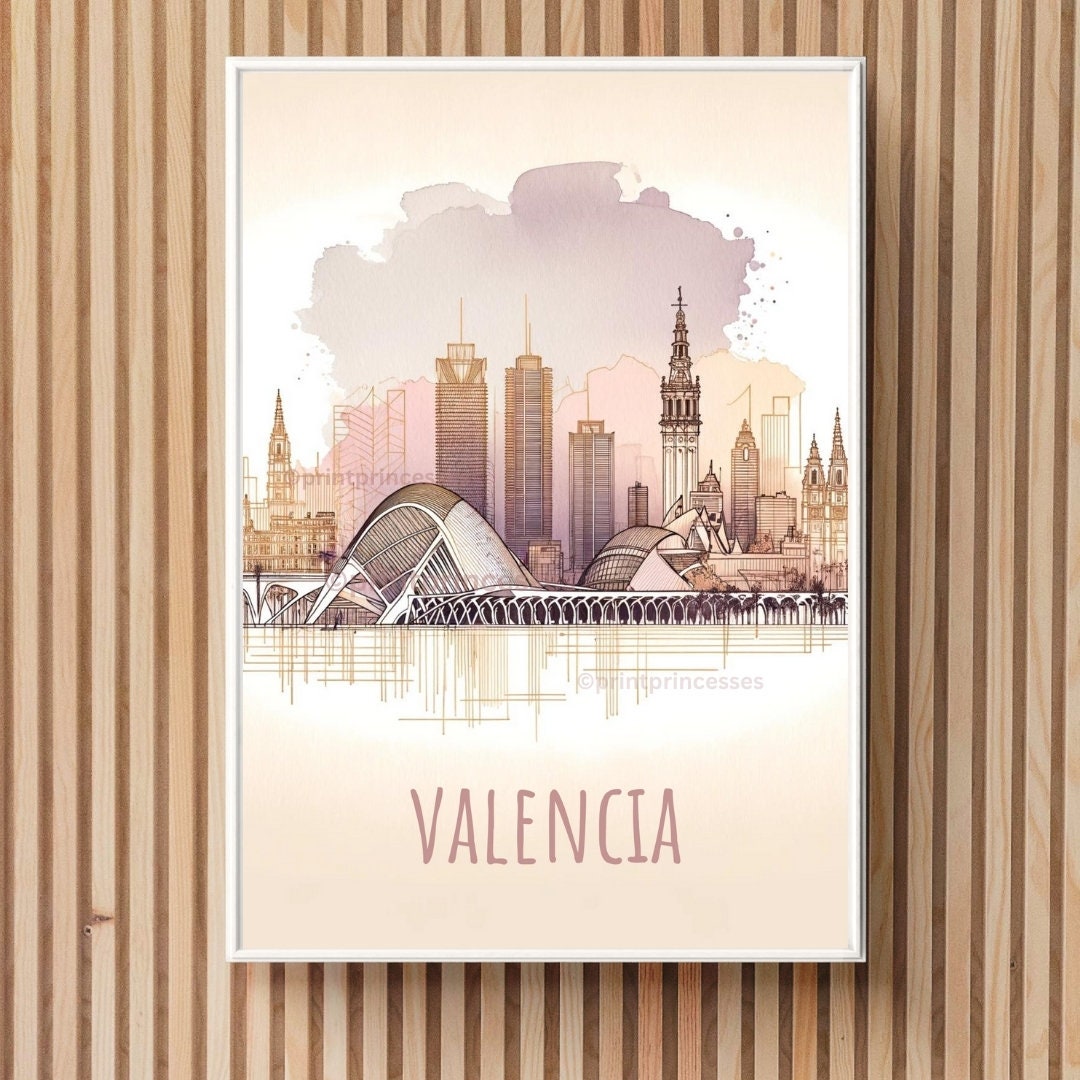 Valencia City Landmarks Poster | 5 Sizes | Instant Download ...