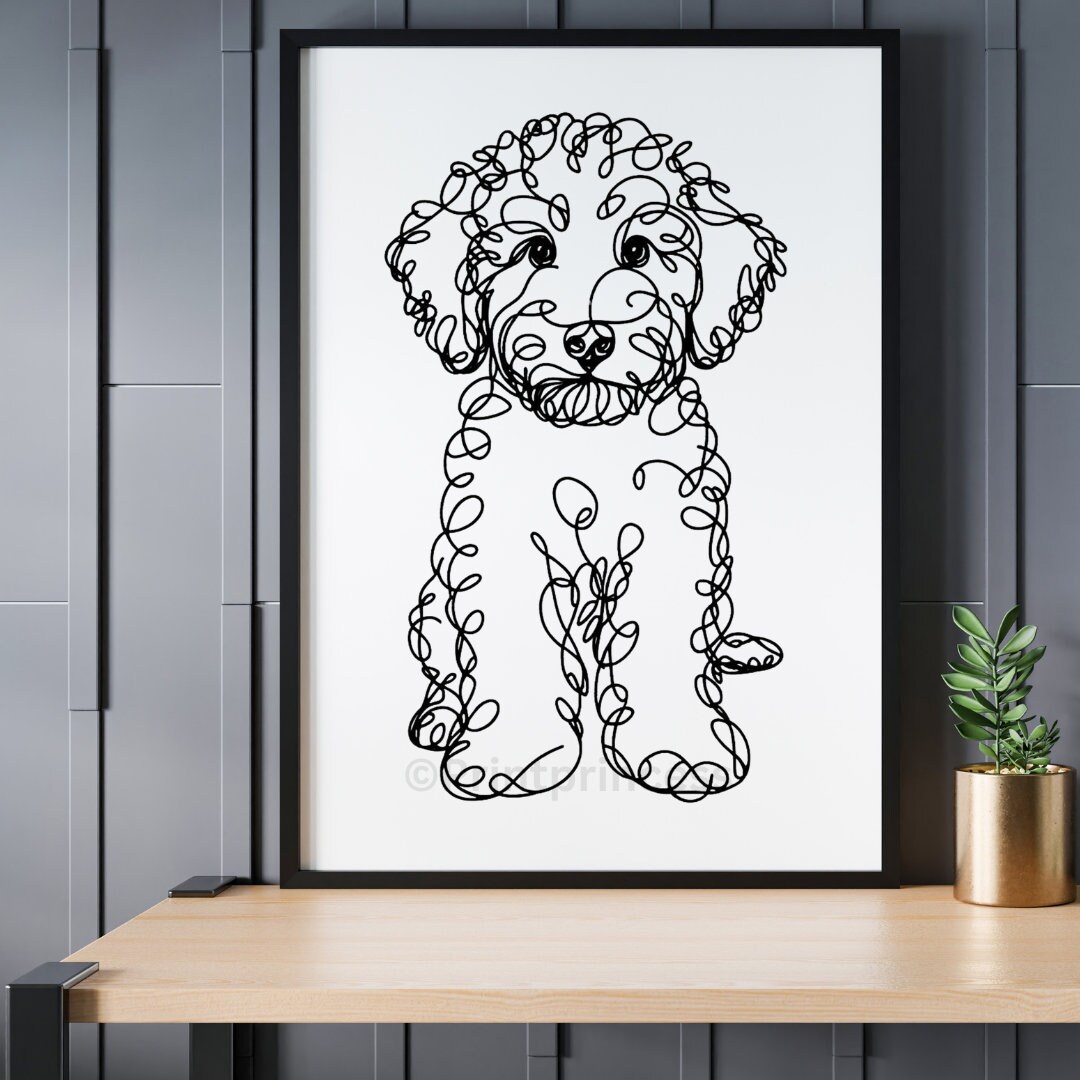 Labradoodle Dog Line Art Print Printable | Instant Download | Fine ...