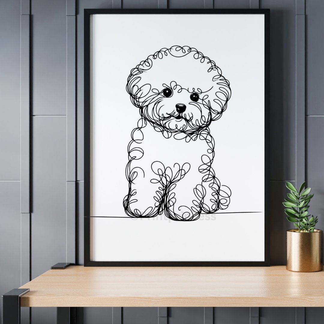 Bichon Frize Dog Line Art Print Printable Instant Download Elegant Fine ...