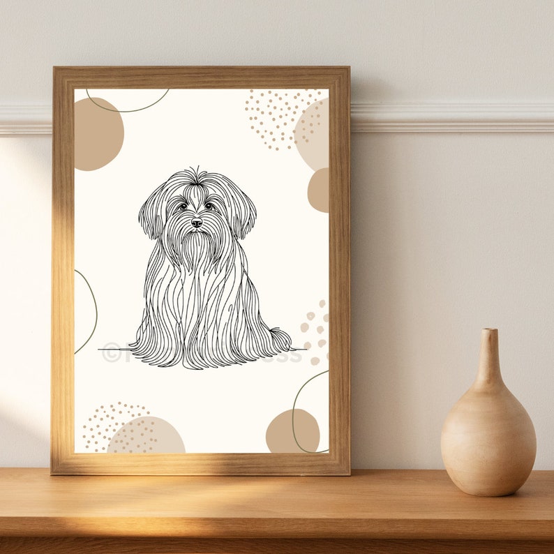 Havanese Dog Line Art Print Printable | Instant Download | Elegant ...