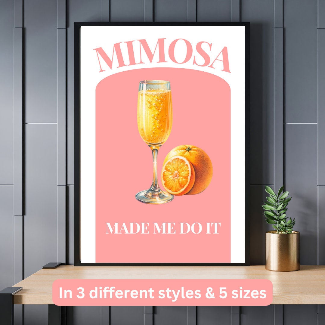 Mimosa Quote Vintage Poster | Instant Download | Bottomless Brunch ...