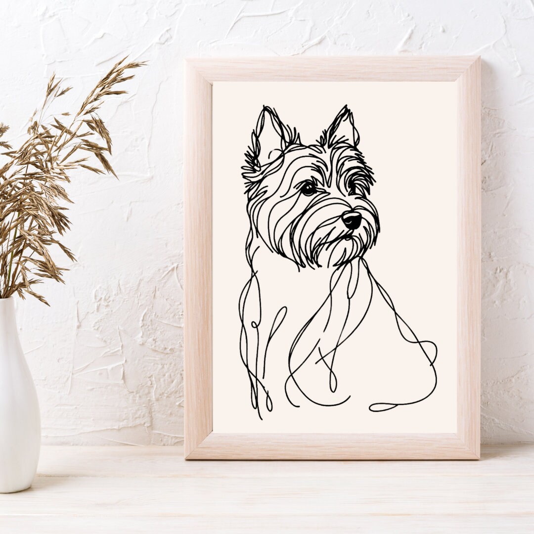 Cairn Terrier Dog Line Art Print Printable|instant Download | Elegant ...