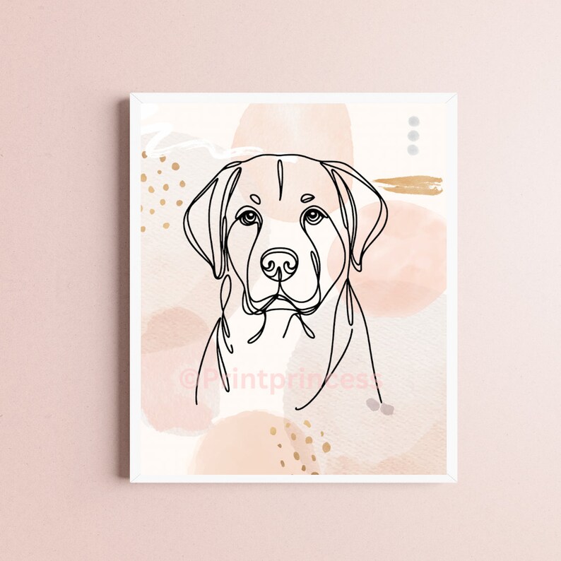 Labrador Dog Line Art Print Printable | Instant Download | Elegant ...