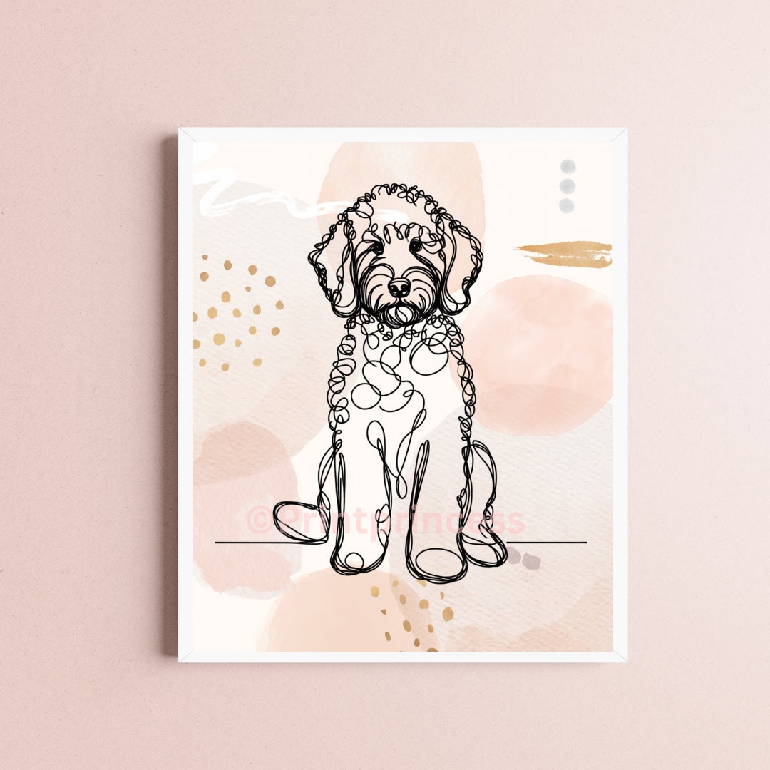 Labradoodle Dog Line Art Print Printable | Instant Download | Fine ...