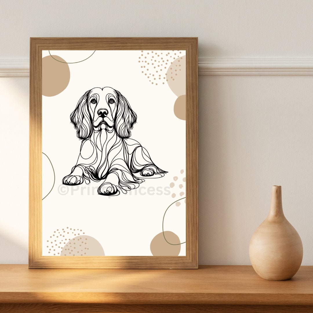 English Springer Spaniel Dog Line Art Print Printable Instant Download ...