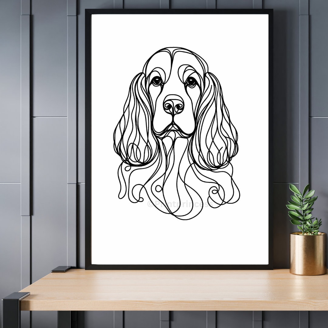 Cocker Spaniel Dog Line Art Print Printable | Instant Download | Fine ...
