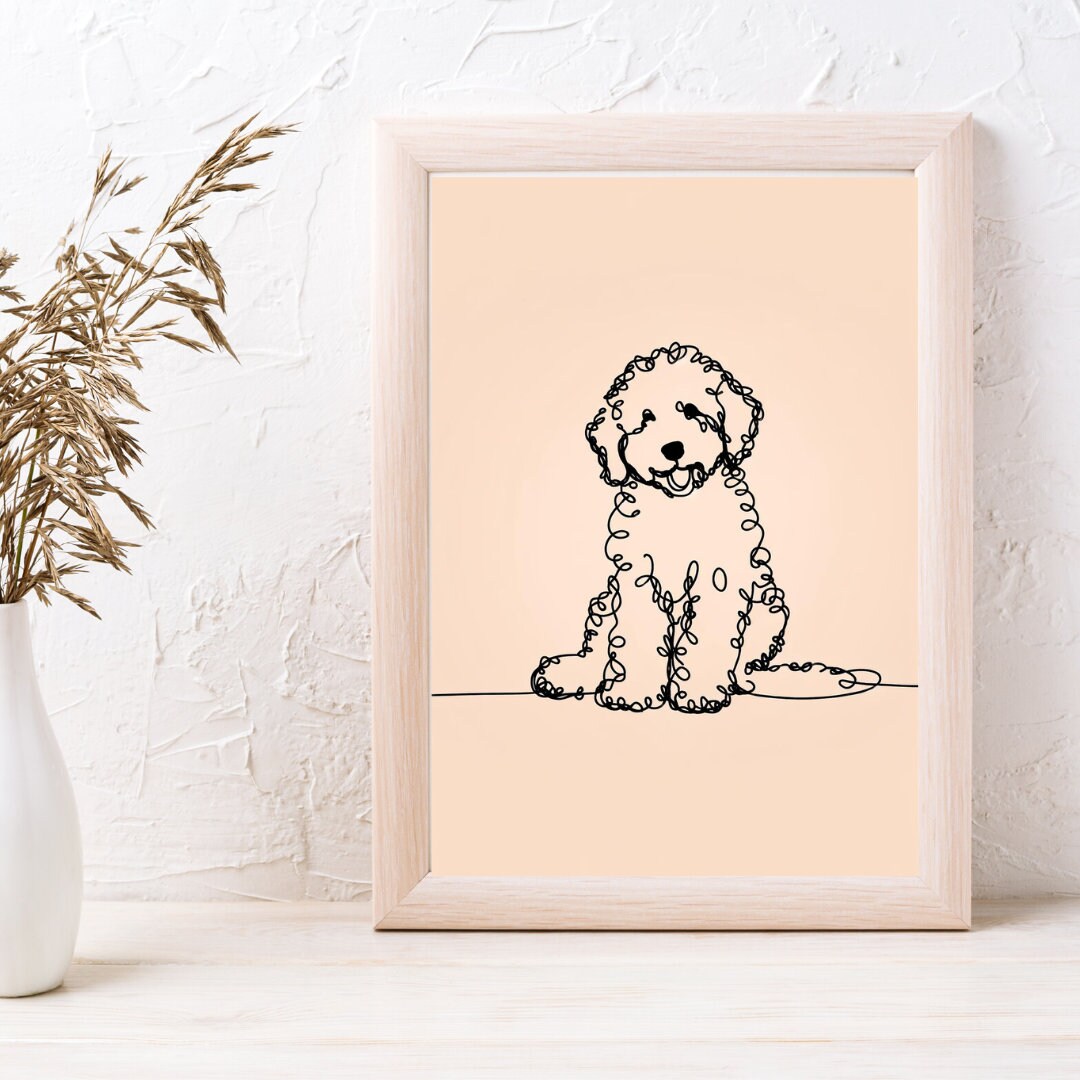 Labradoodle Dog Line Art Print Printable Instant Download Labra Doodle ...