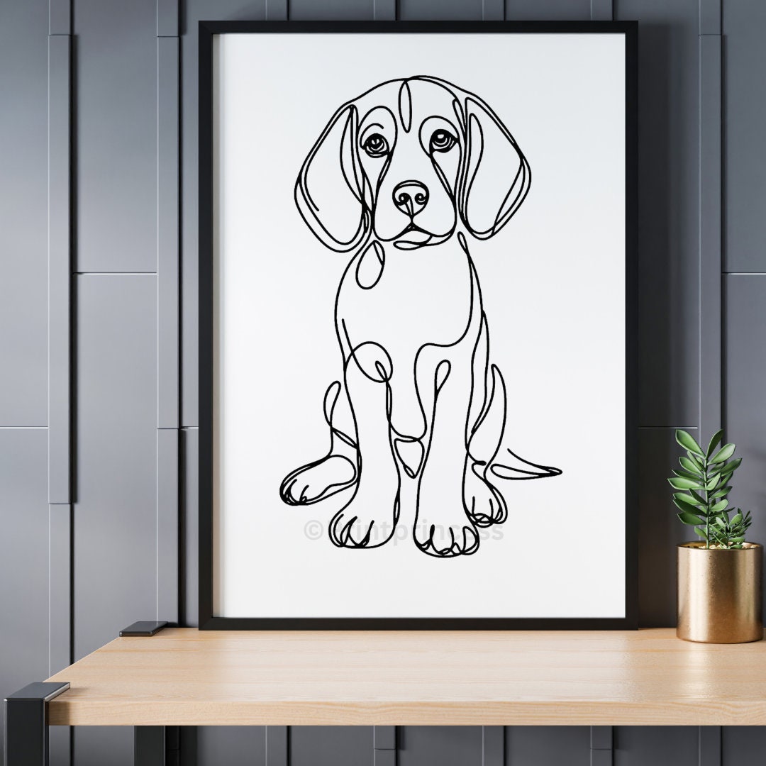 Beagle Dog Line Art Print Printable Instant Download Fine Lines ...