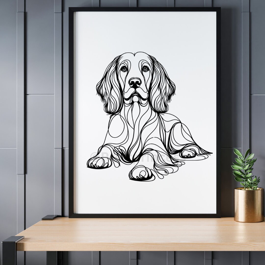 English Springer Spaniel Dog Line Art Print Printable | Instant ...