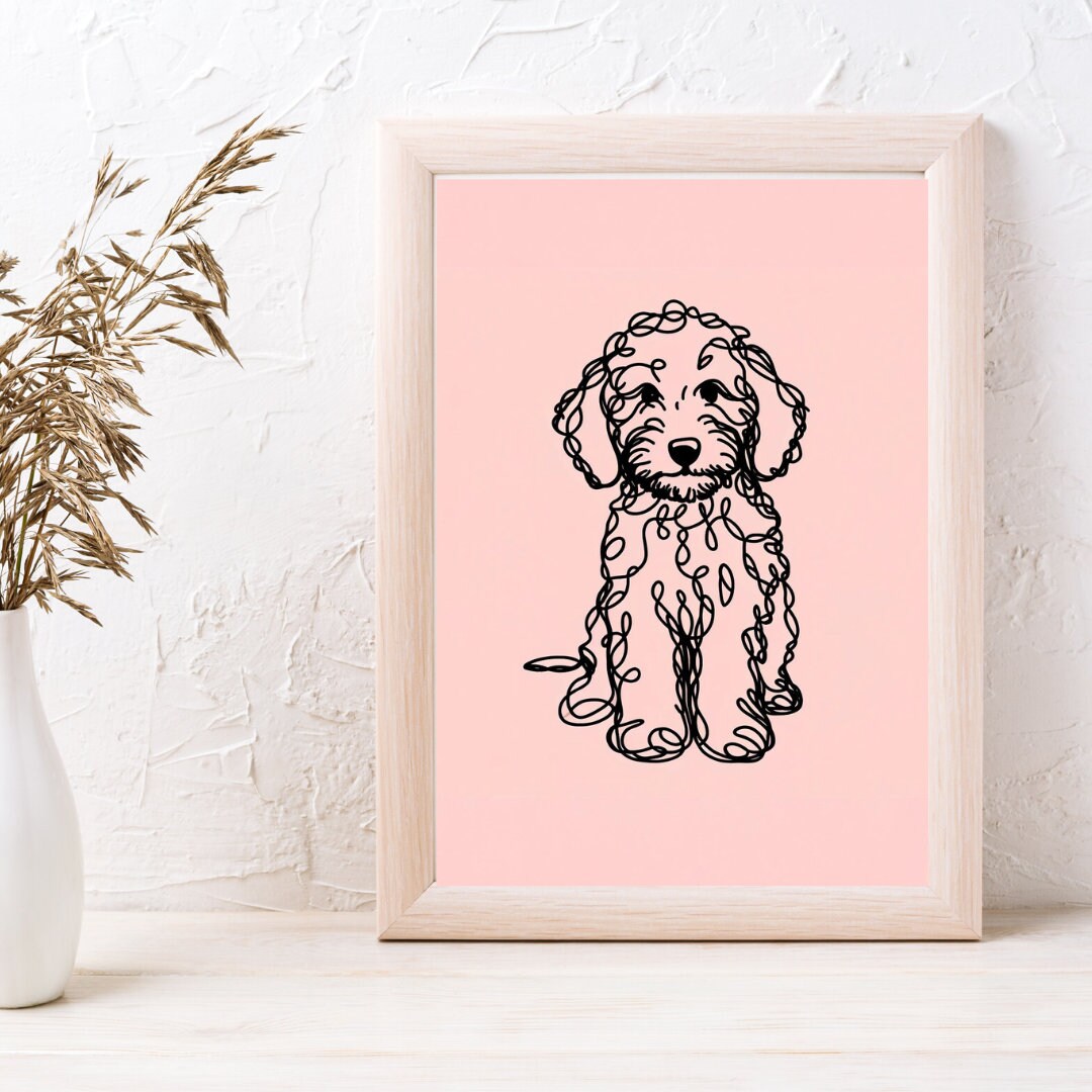Labradoodle Dog Line Art Print Printable Instant Download Labra Doodle ...