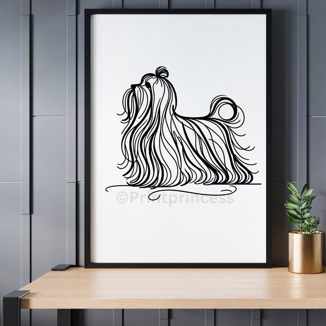 Maltese Dog Line Art Print Printable Instant Download Elegant Fine ...
