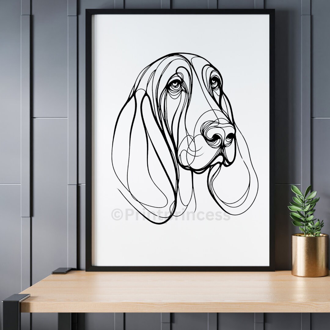 Basset Hound Dog Line Art Print Printable | Instant Download | Fine ...