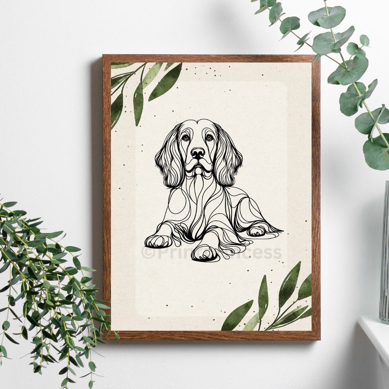 English Springer Spaniel Dog Line Art Print Printable | Instant ...