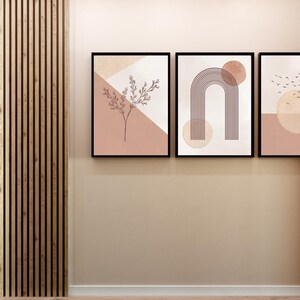 Abstract Beige Poster Set (3 Pcs) for Geometric and Minimalist Mid ...