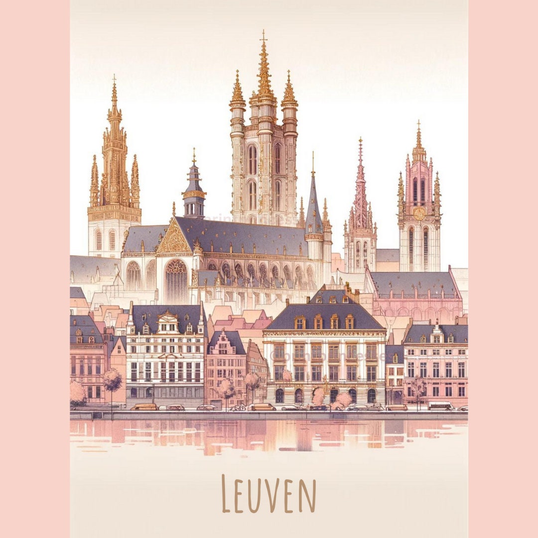 Leuven City Landmarks Poster 5 Sizes Instant Download Minimalist ...