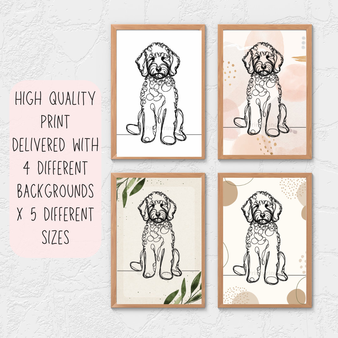 Labradoodle Dog Line Art Print Printable | Instant Download | Fine ...