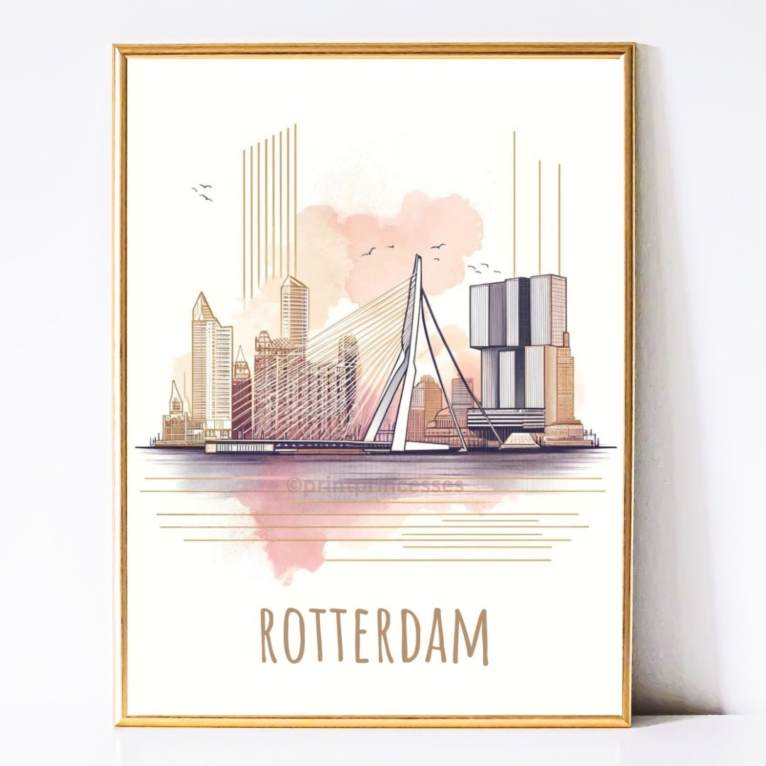 Rotterdam City Landmarks Poster 5 Sizes Instant Download Minimalist ...