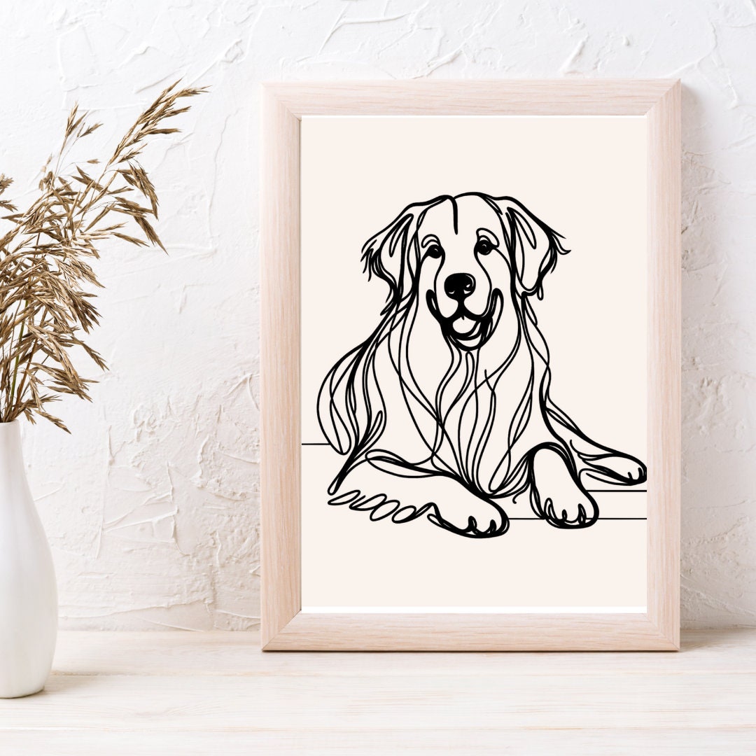 Golden Retriever Dog Line Art Print Printable|instant Download ...