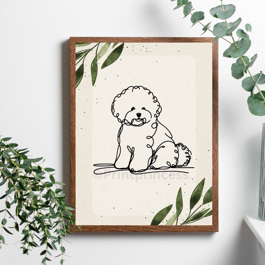 Bichon Frize Dog Line Art Print Printable | Instant Download | Elegant ...