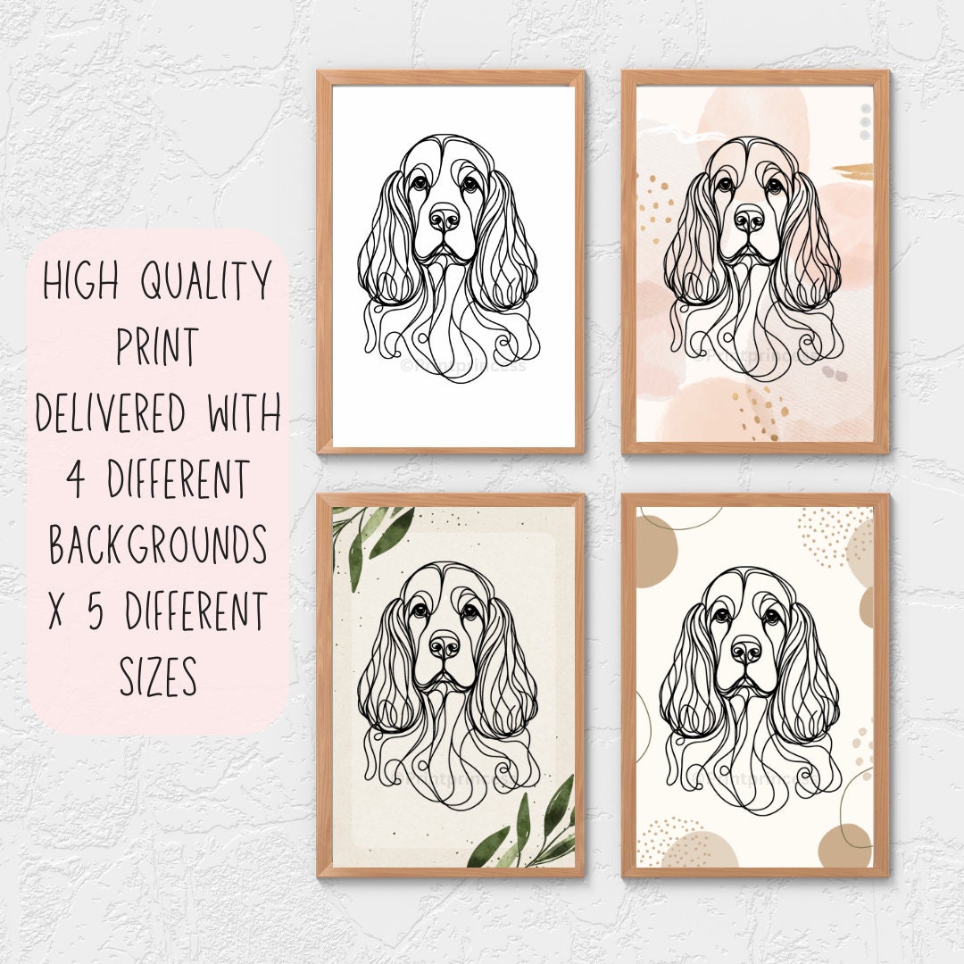 Cocker Spaniel Dog Line Art Print Printable | Instant Download | Fine ...