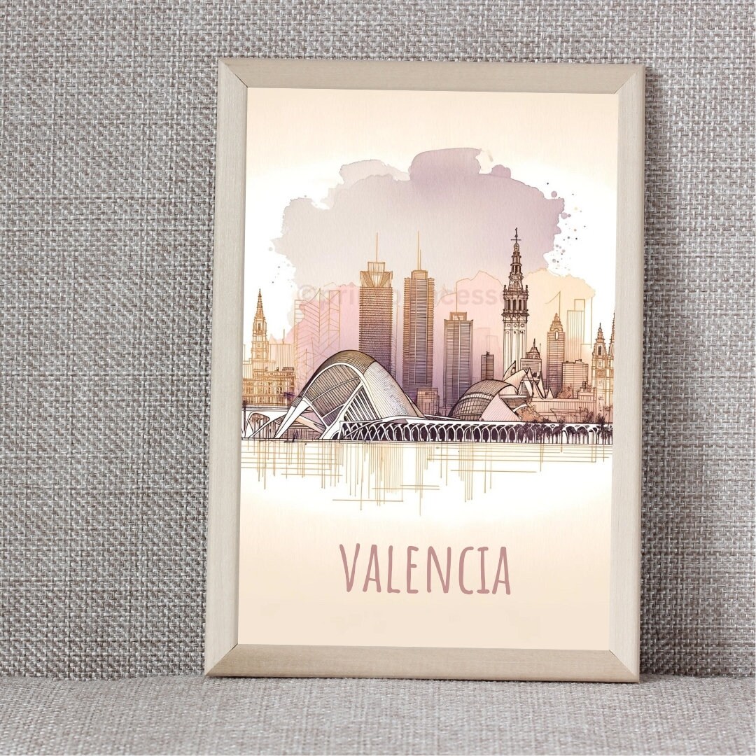 Valencia City Landmarks Poster | 5 Sizes | Instant Download ...