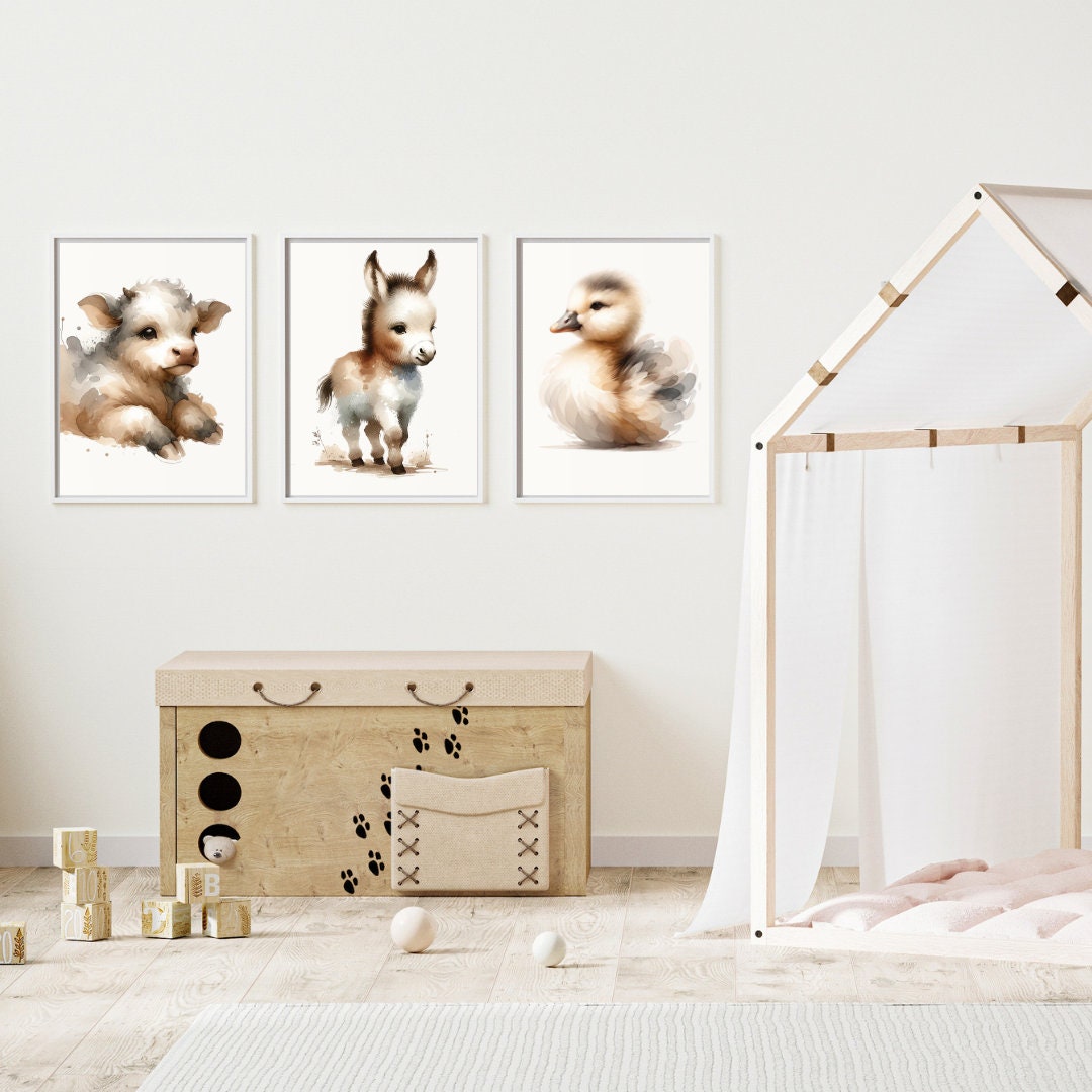 Neutral Farm Animal Print Set | Instant Download | Minimal ...