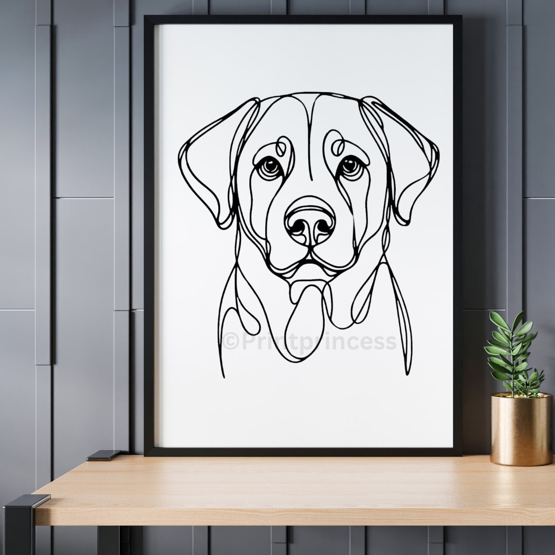 Labrador Dog Line Art Print Printable Instant Download Elegant Fine ...